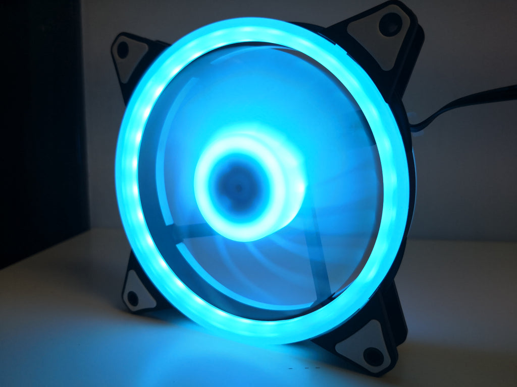 12cm Dual Ring Ice Blue LED Case Fan V2 – Netplus Computers